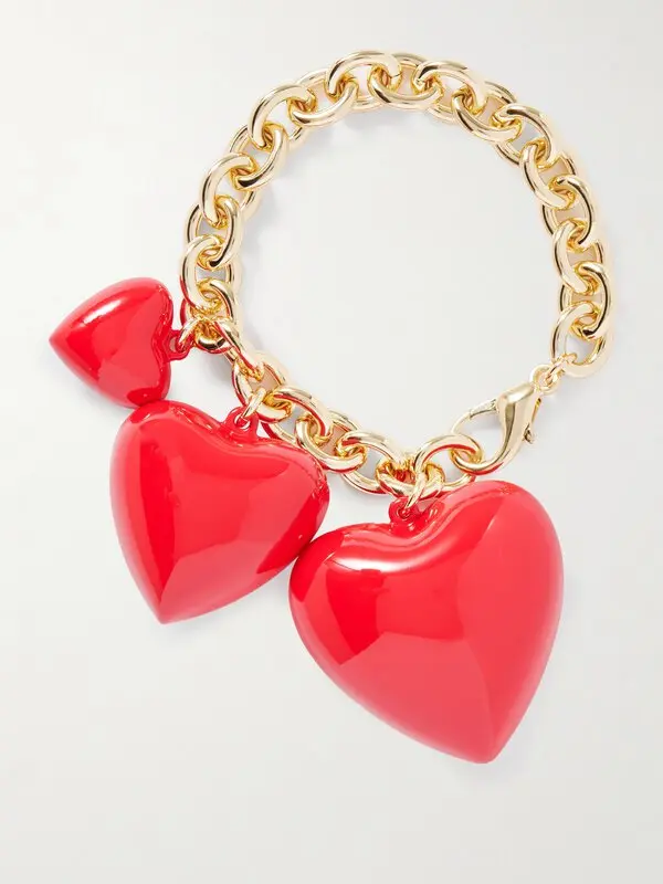 ROXANNE ASSOULIN The Happy Gold-tone And Enamel Bag Charm - Red