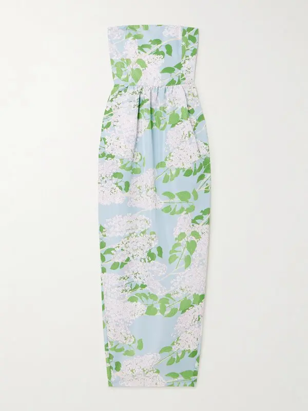 Bernadette Lena Strapless Floral-print Taffeta Gown - Green