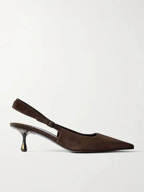 JIMMY CHOO Amel 50 Suede Slingback Pumps - Brown