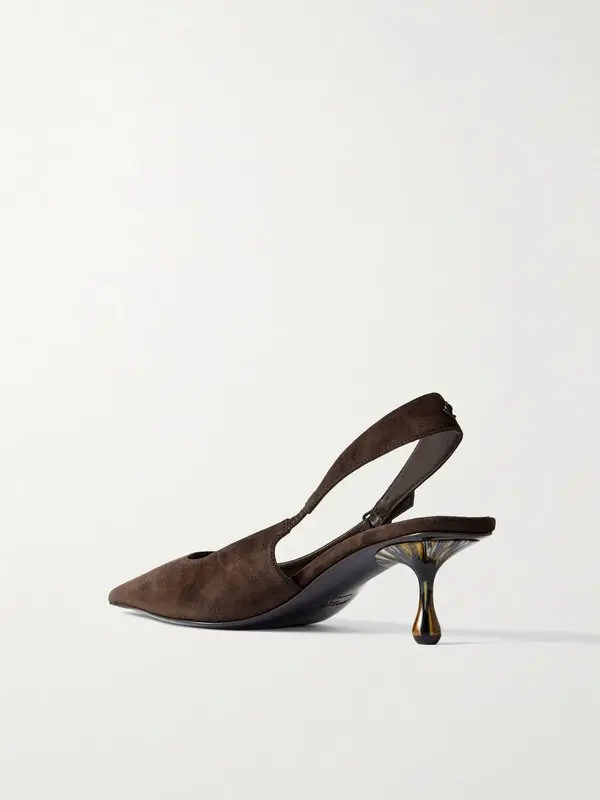 JIMMY CHOO Amel 50 Suede Slingback Pumps - Brown
