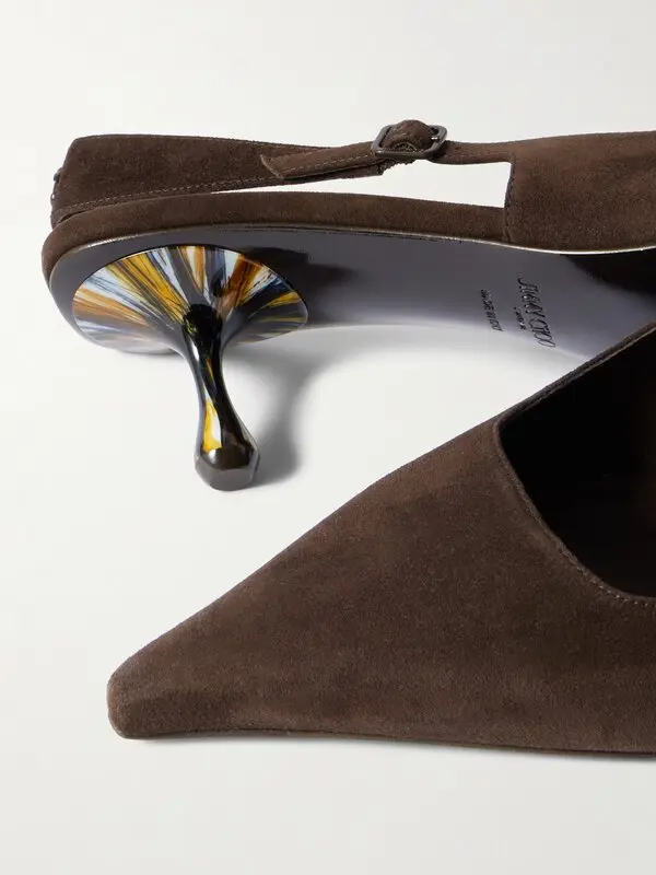 JIMMY CHOO Amel 50 Suede Slingback Pumps - Brown