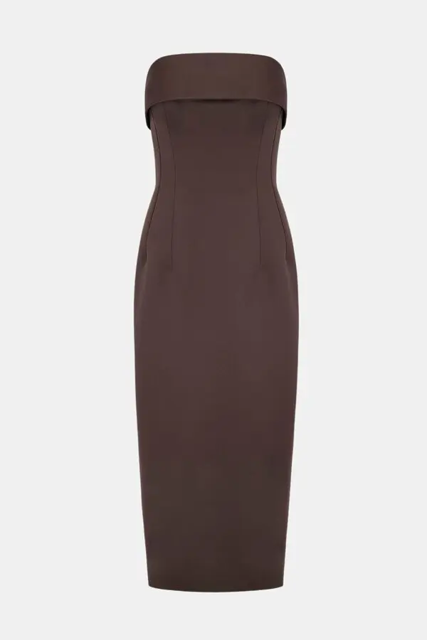 emilia wickstead brown dress Mara Dark Brown Ditsy Floral Jacquard Dress