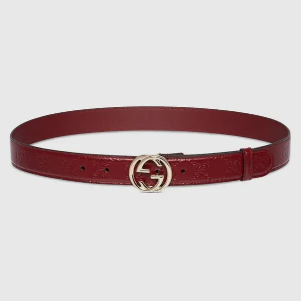 Gucci Crystal Interlocking G Leather Belt Bordeaux 70/28 NWT Full Set Gucci Red Belts for Women on Sale up to 90% Off: Poshmark main image 2