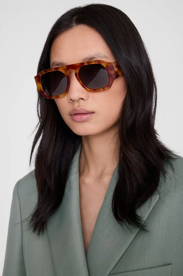 ANINE BING Preston Aviator Sunglasses - Tortoise