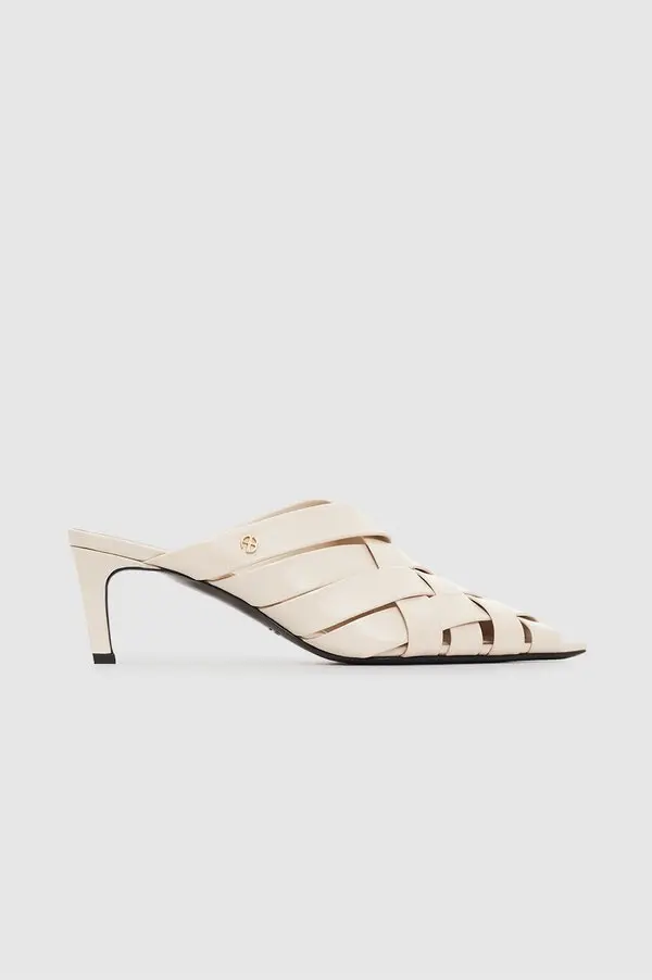 ANINE BING Eve Woven Mules - Bone