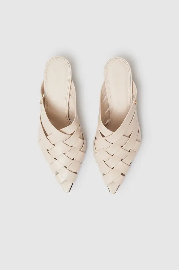 ANINE BING Eve Woven Mules - Bone