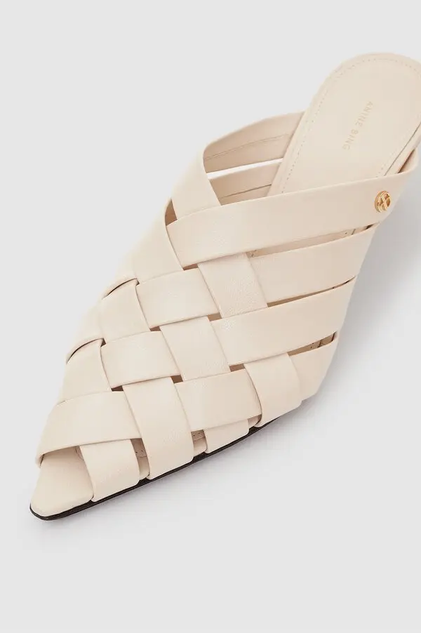 ANINE BING Eve Woven Mules - Bone