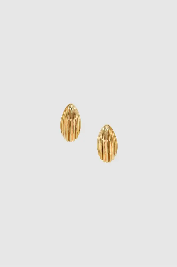 ANINE BING Small Ribbed Drop Earrings - Gold
