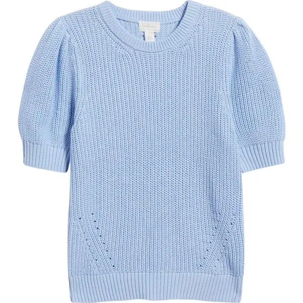 Caslon Elbow Sleeve Cotton Sweater - Blue Windsurfer