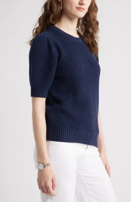 Caslon Elbow Sleeve Cotton Sweater - Navy Blazer