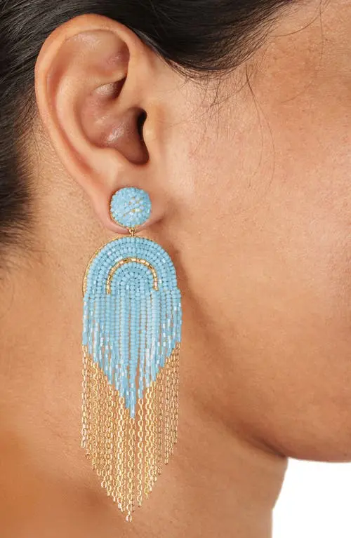 Deepa Gurnani Circe Beaded Fringe Drop Earrings