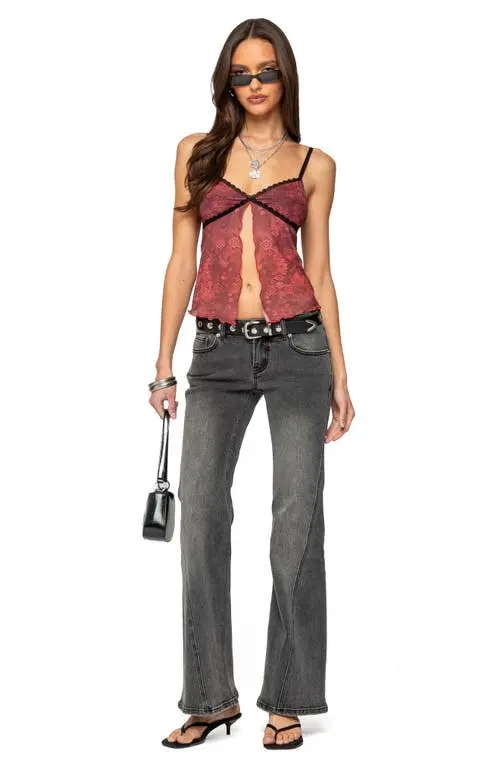 EDIKTED Lace Trim Split Front Camisole