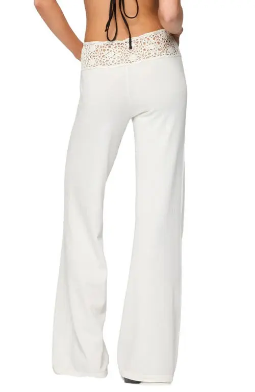 EDIKTED Crochet Waist Straight Leg Pants - White