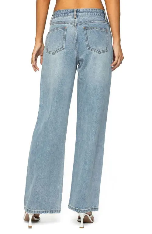 EDIKTED Wide Leg Jeans - Light-blue