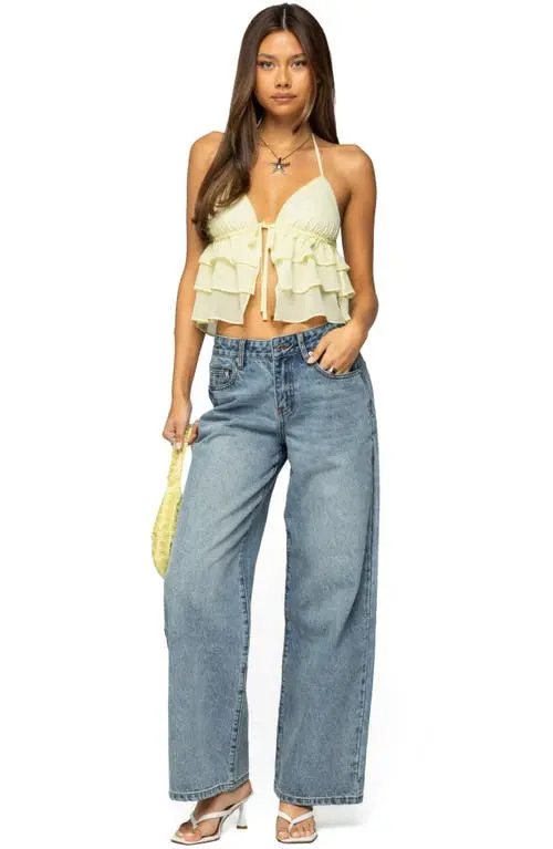 EDIKTED Wide Leg Jeans - Light-blue