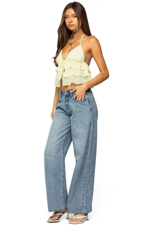 EDIKTED Wide Leg Jeans - Light-blue