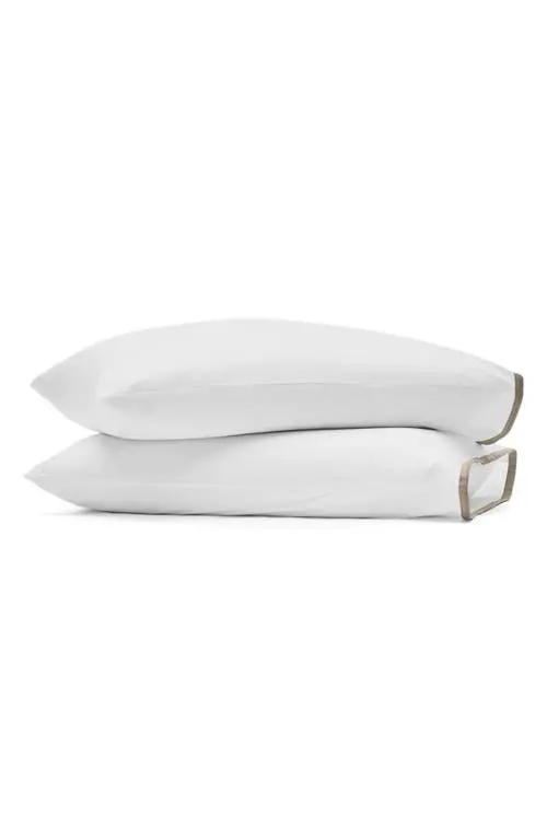 BOLL & BRANCH Framed Percale Pillowcases - White/ Oak