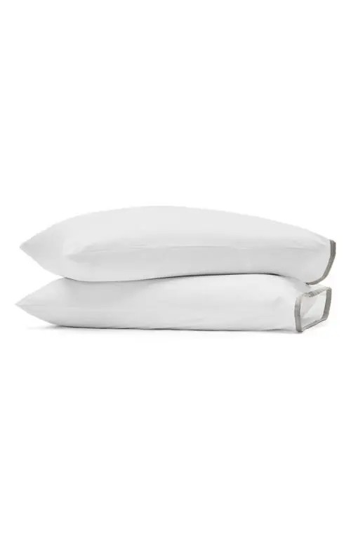 BOLL & BRANCH Framed Percale Pillowcases - White/pewter