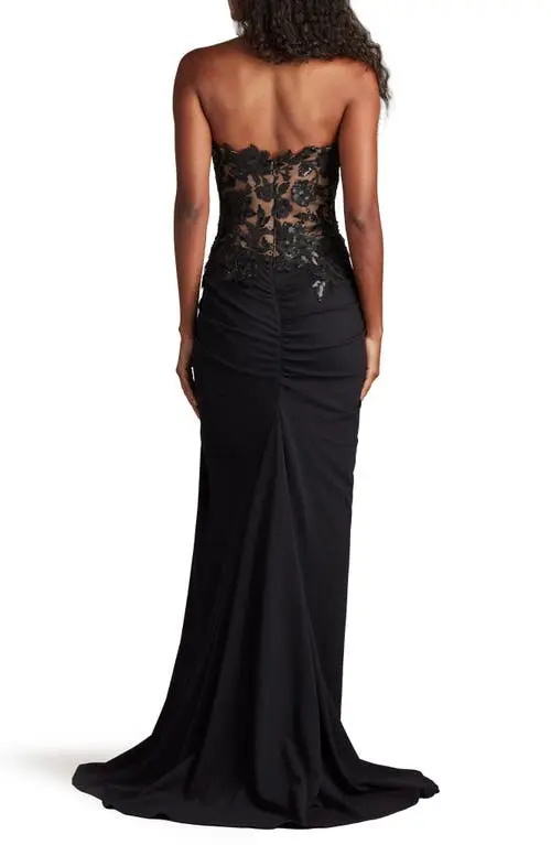 Tadashi Shoji Sequin Embroidered Strapless Gown