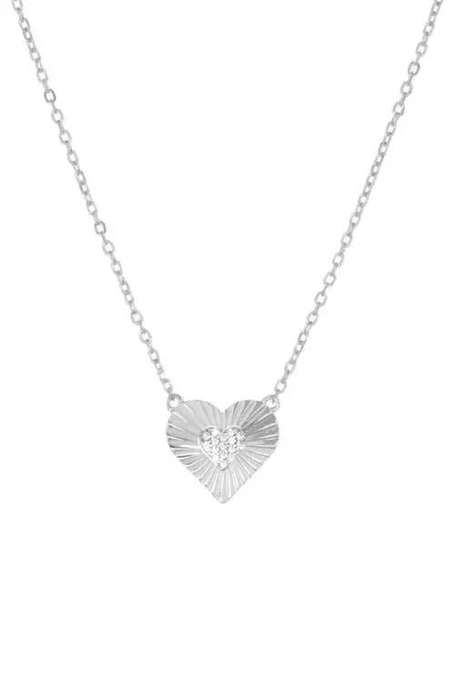 MARLYN SCHIFF Etched Heart Pendant Necklace - Sterling Silver