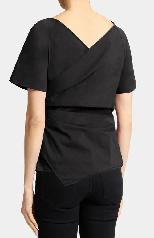 Santorelli Murphy Short Sleeve Wrap Top - Black