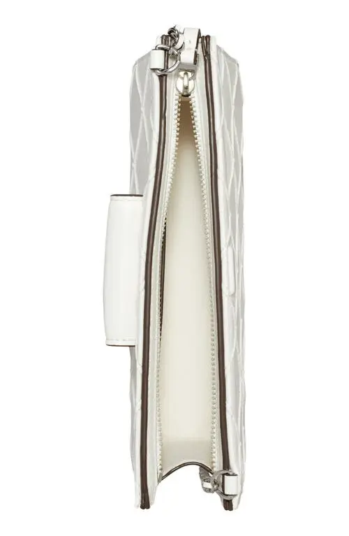 Tory Burch Mini Fleming Soft Quilted Leather Wallet On A Chain - Blanc