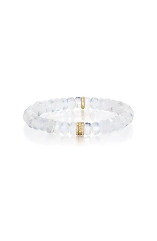 Sheryl Lowe Rainbow Moonstone Bead Bracelet With Diamond Rondelles - Moonstone / 14kt Yellow Gold