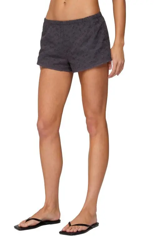 EDIKTED Shaya Eyelet Cotton Shorts