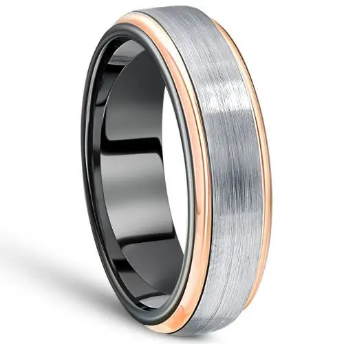 BLISS DIAMOND Brushed Two-tone 6mm Band Ring