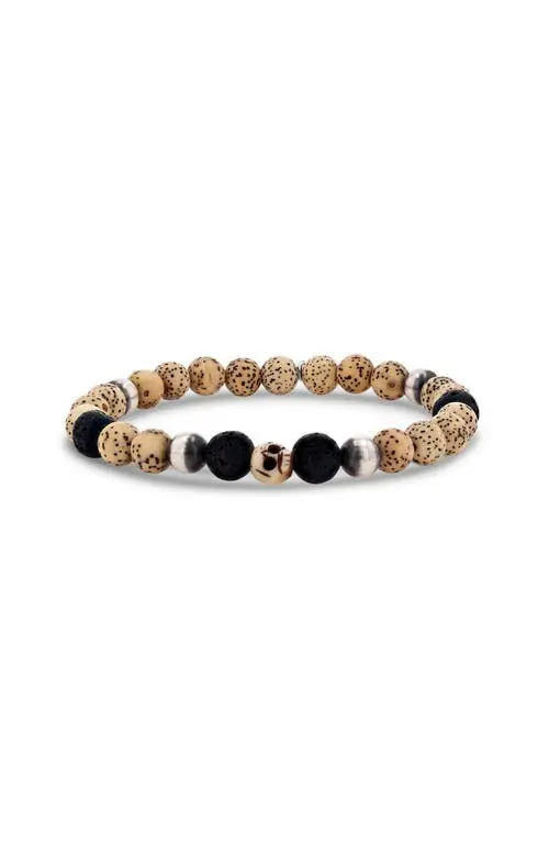 MR LOWE BY SHERYL LOWE Mr Lowe Betel Nut & Lava Bracelet With Skull Bead - Black Mix