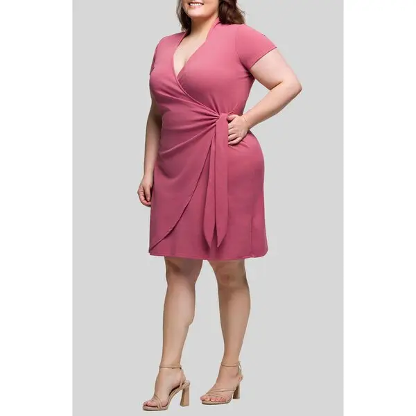 24SEVEN COMFORT APPAREL Wrap Dress - Rose