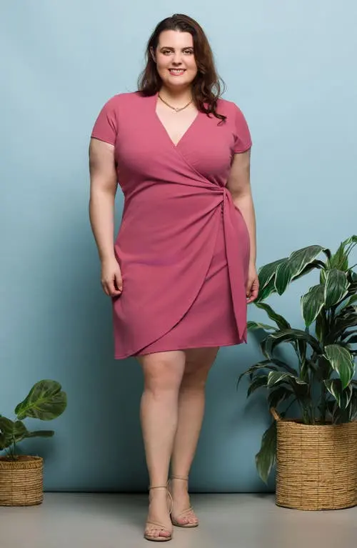 24SEVEN COMFORT APPAREL Wrap Dress - Rose