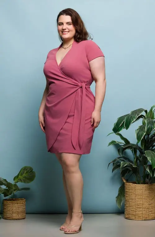 24SEVEN COMFORT APPAREL Wrap Dress - Rose