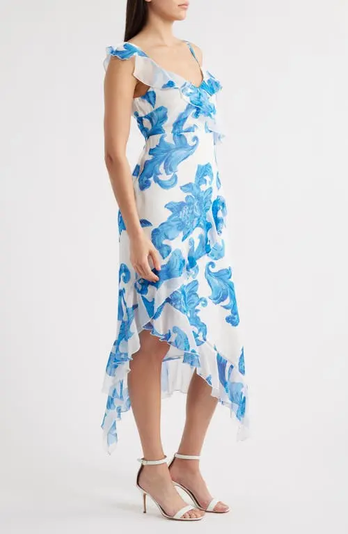 Sam Edelman Scroll Print Asymmetric Dress In Blue/ White - 65% Off |  Editorialist