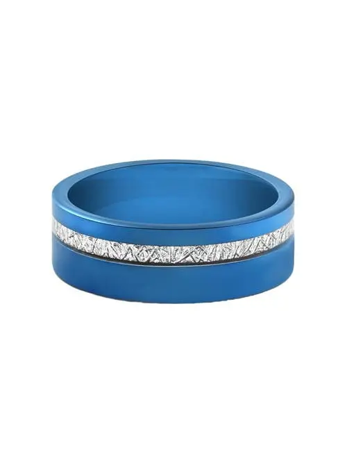 BLISS DIAMOND Meteor Inlay 8mm Wedding Band - Blue Tungsten