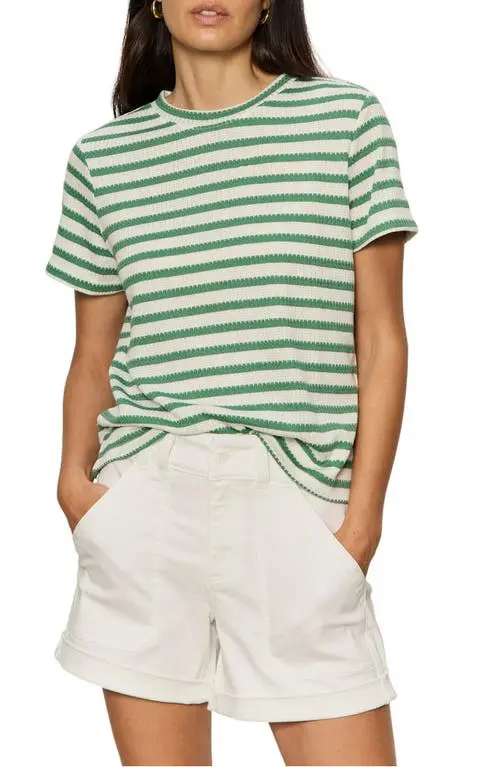 Sanctuary Perfect Texture Stripe Tee - Green Juice/white