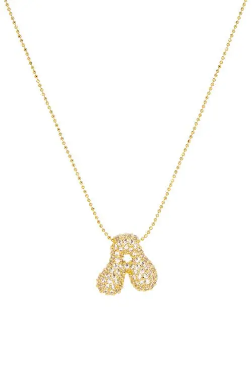 MARLYN SCHIFF Pavé Bubble Initial Pendant Necklace - Gold A