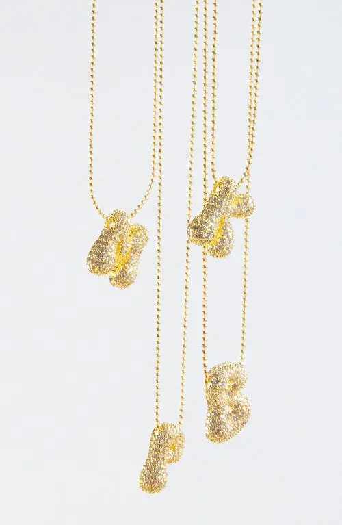 MARLYN SCHIFF Pavé Bubble Initial Pendant Necklace - Gold A
