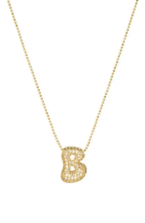 MARLYN SCHIFF Pavé Bubble Initial Pendant Necklace - Gold B