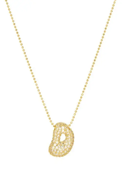 MARLYN SCHIFF Pavé Bubble Initial Pendant Necklace - Gold D