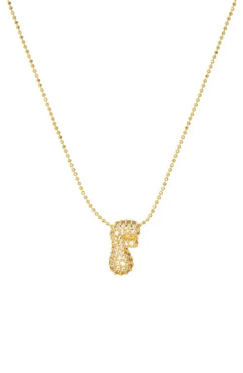 MARLYN SCHIFF Pavé Bubble Initial Pendant Necklace - Gold F