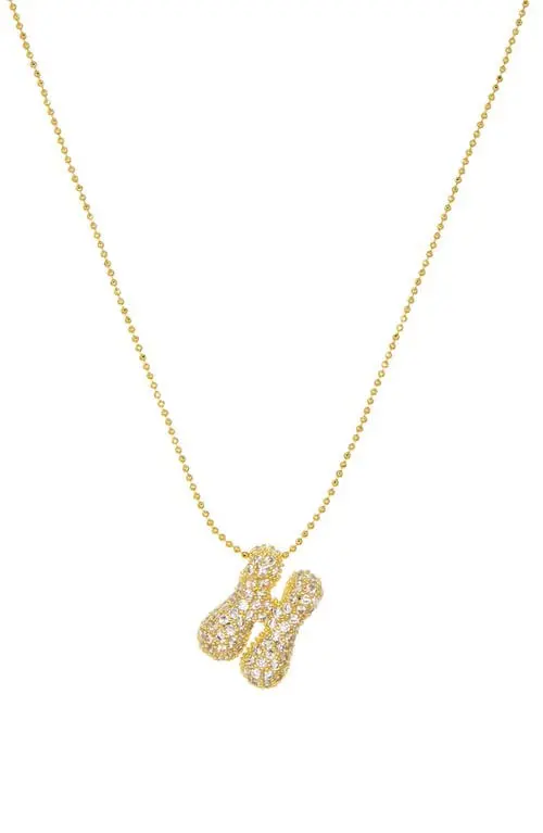 MARLYN SCHIFF Pavé Bubble Initial Pendant Necklace - Gold H