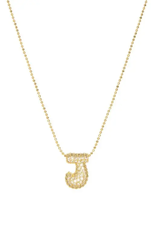 MARLYN SCHIFF Pavé Bubble Initial Pendant Necklace - Gold J