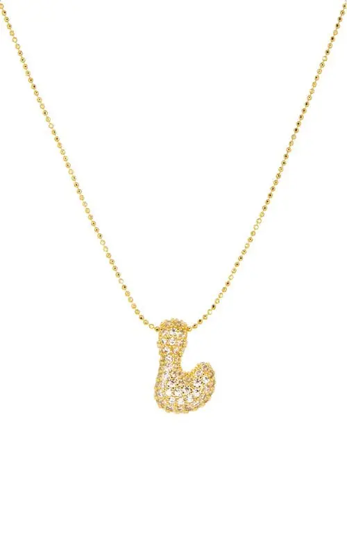 MARLYN SCHIFF Pavé Bubble Initial Pendant Necklace - Gold L