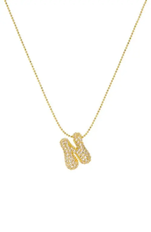 MARLYN SCHIFF Pavé Bubble Initial Pendant Necklace - Gold N