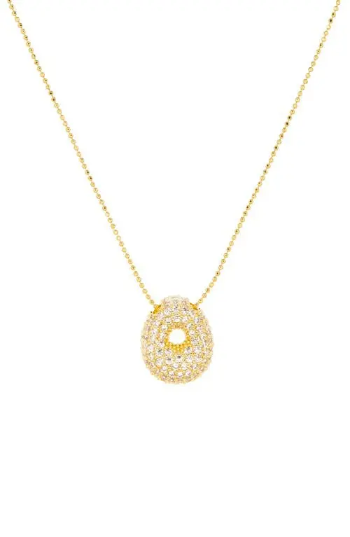 MARLYN SCHIFF Pavé Bubble Initial Pendant Necklace - Gold O