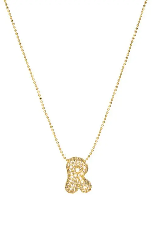 MARLYN SCHIFF Pavé Bubble Initial Pendant Necklace - Gold R