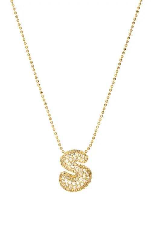 MARLYN SCHIFF Pavé Bubble Initial Pendant Necklace - Gold S