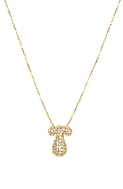 MARLYN SCHIFF Pavé Bubble Initial Pendant Necklace - Gold T