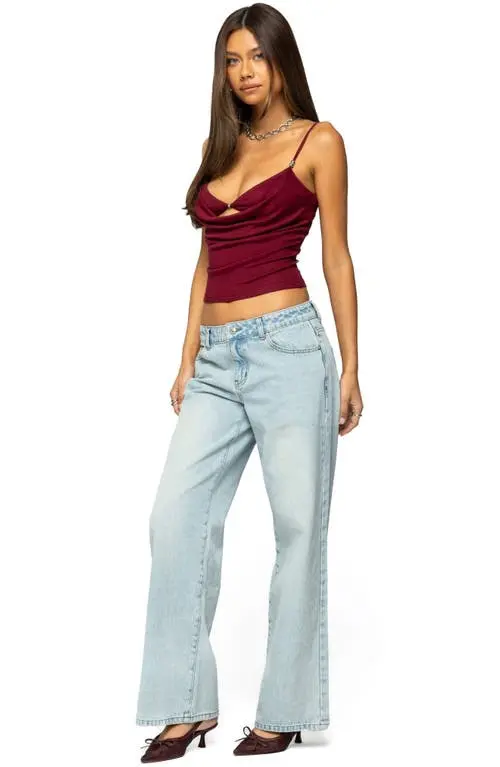EDIKTED Ace Relaxed Low Rise Wide Leg Jeans - Blue